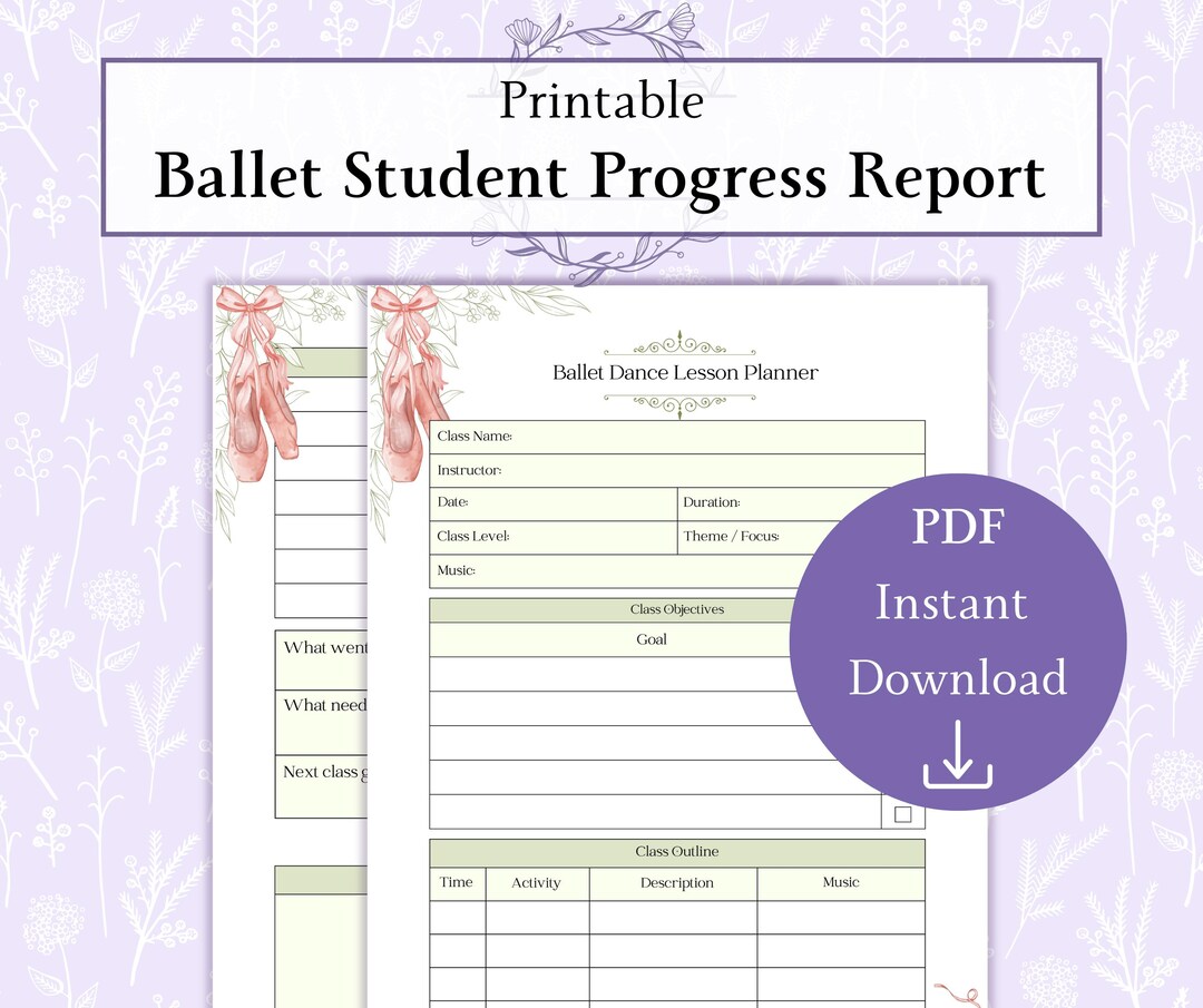 Ballet Student Progress Report Printable PDF, Dance Progress Sheet ...