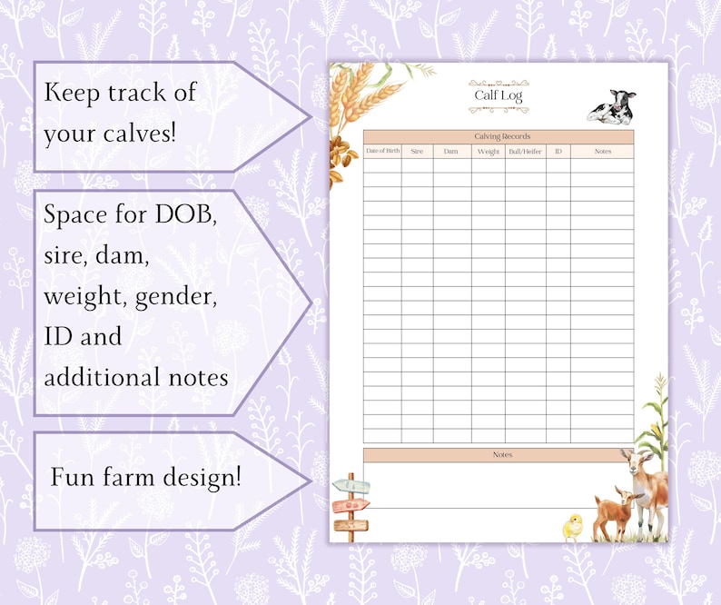 Calf and Cattle Records Bundle Printable PDF | Cattle Keeping Records ...