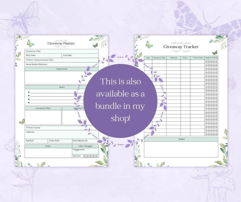 Giveaway Tracker Printable PDF | Engagement Tracking Log | Contest ...