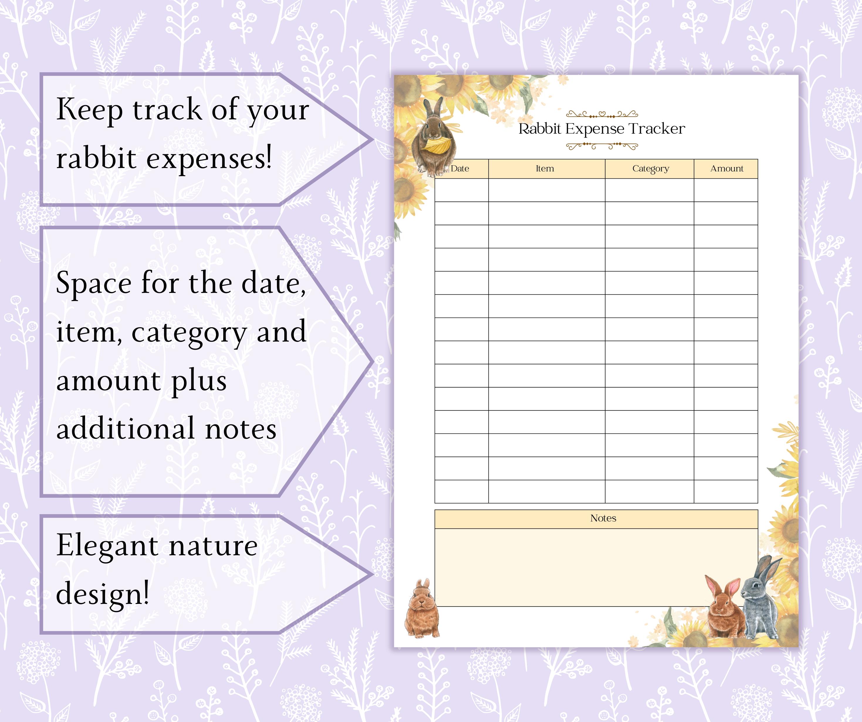 Rabbit Record Keeping Bundle Printable PDF | Rabbit Care Sheet | Bunny ...