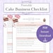 Cake Maker Checklist Printable PDF | Bakery Checklist | Cake Business ...