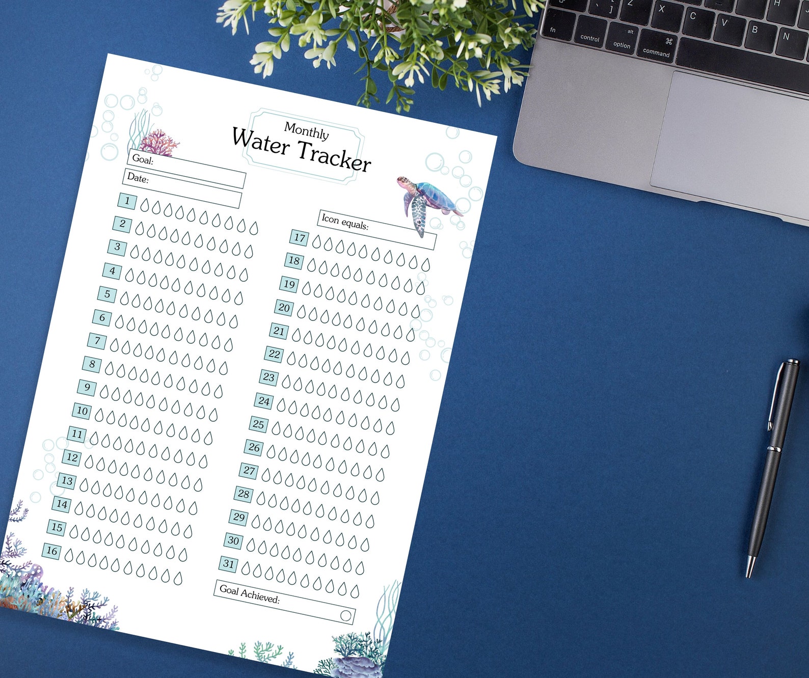 Monthly Water Tracker Printable PDF | Fluid Tracker | Hydration Tracker ...
