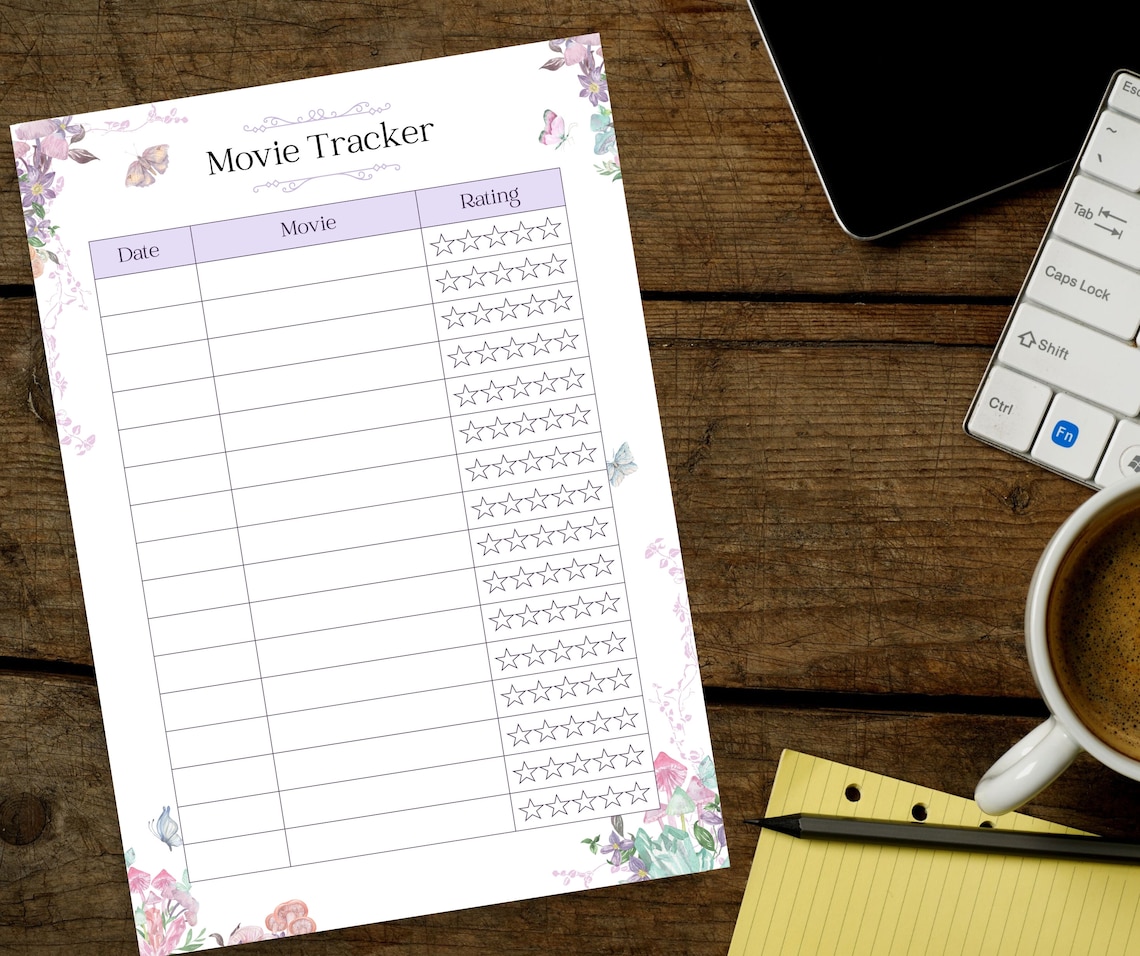 Movie Tracker Printable PDF | Movie Critic | Movie Night | Movie Review ...