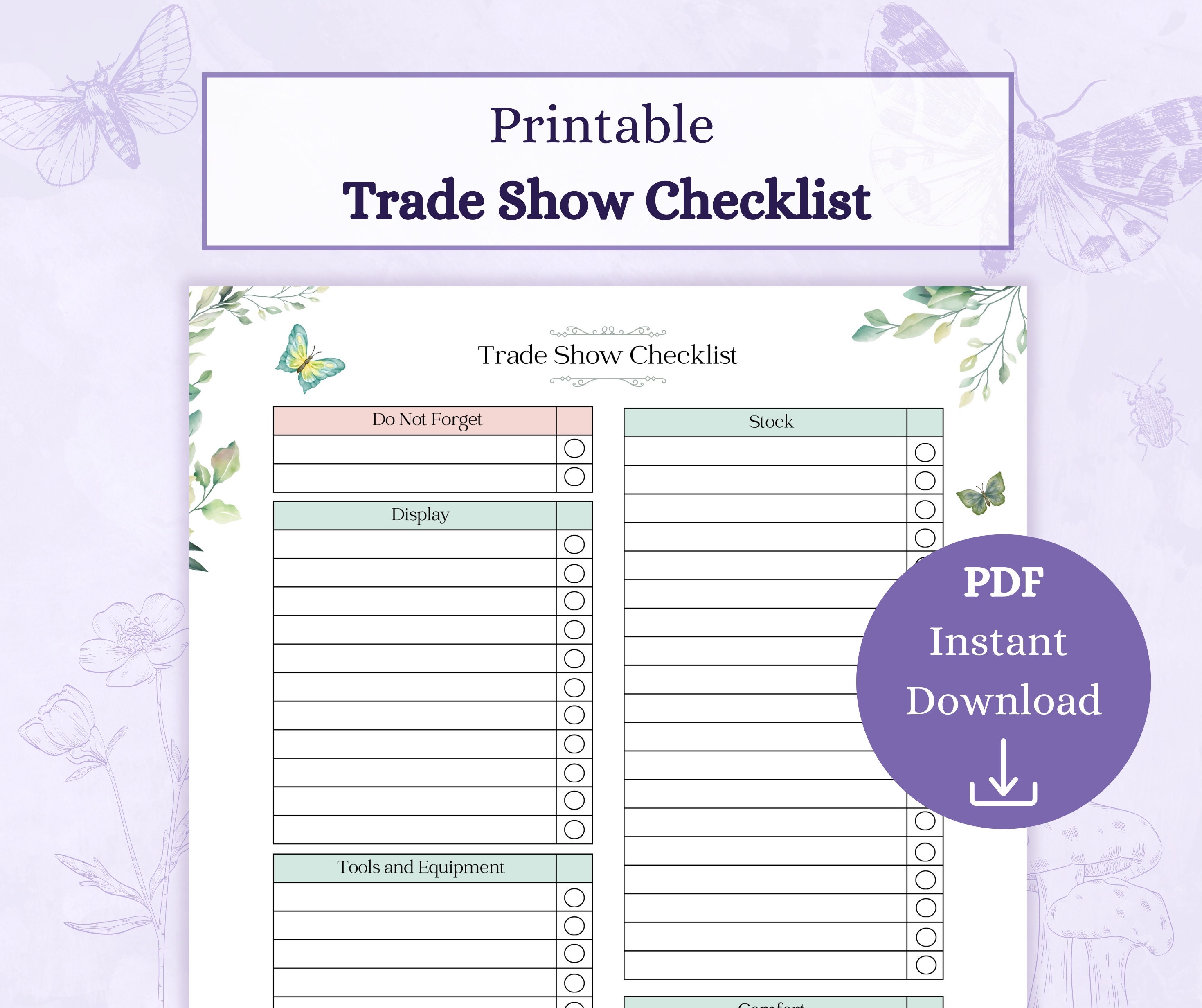 Trade Show Checklist Printable PDF | Craft Fair Checklist | Craft Show ...