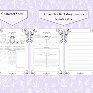 Gothic Character Sheet and Dnd Character Backstory Bundle Printable PDF ...