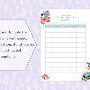 Food Truck Event Tracker Printable PDF | Vendor Event Planner | Food ...