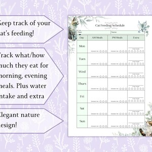 Cat Feeding Tracker Printable PDF | Pet Feeding Chart | Cat Care ...