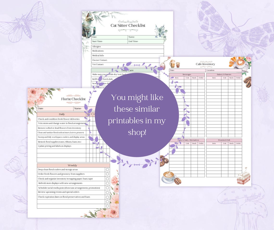 Bakery Inventory Sheet Printable PDF | Inventory Tracker | Supply ...