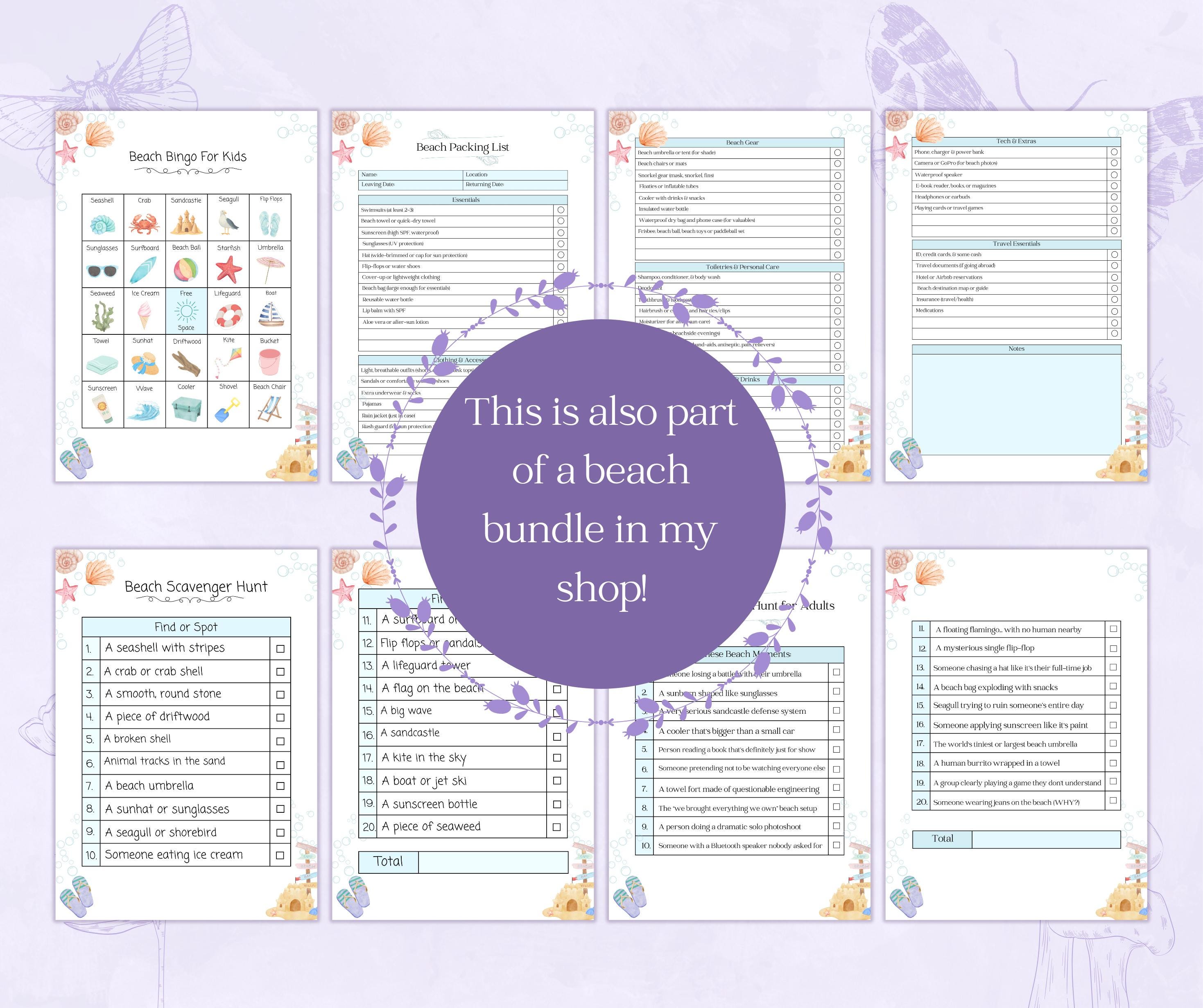 Beach Packing List Printable PDF | Travel Packing Checklist | Vacation ...