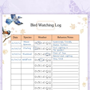 Bird Watching Log Printable PDF | Bird Nerd | Bird Diary | Bird ...