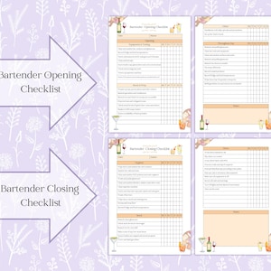 Bartender Checklist Bundle Printable PDF | Bar Opening Checklist ...