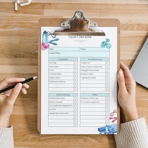 Gym Checklist Printable PDF | Workout Checklist | Gym Prep List ...