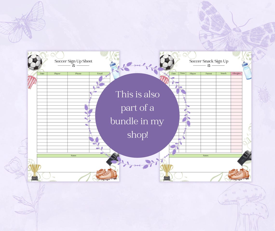 Soccer Snack Sign up Printable PDF | Football Sign up Snack List ...