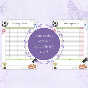 Soccer Sign up Sheet Printable PDF | Football Sign up Sheet | Football ...