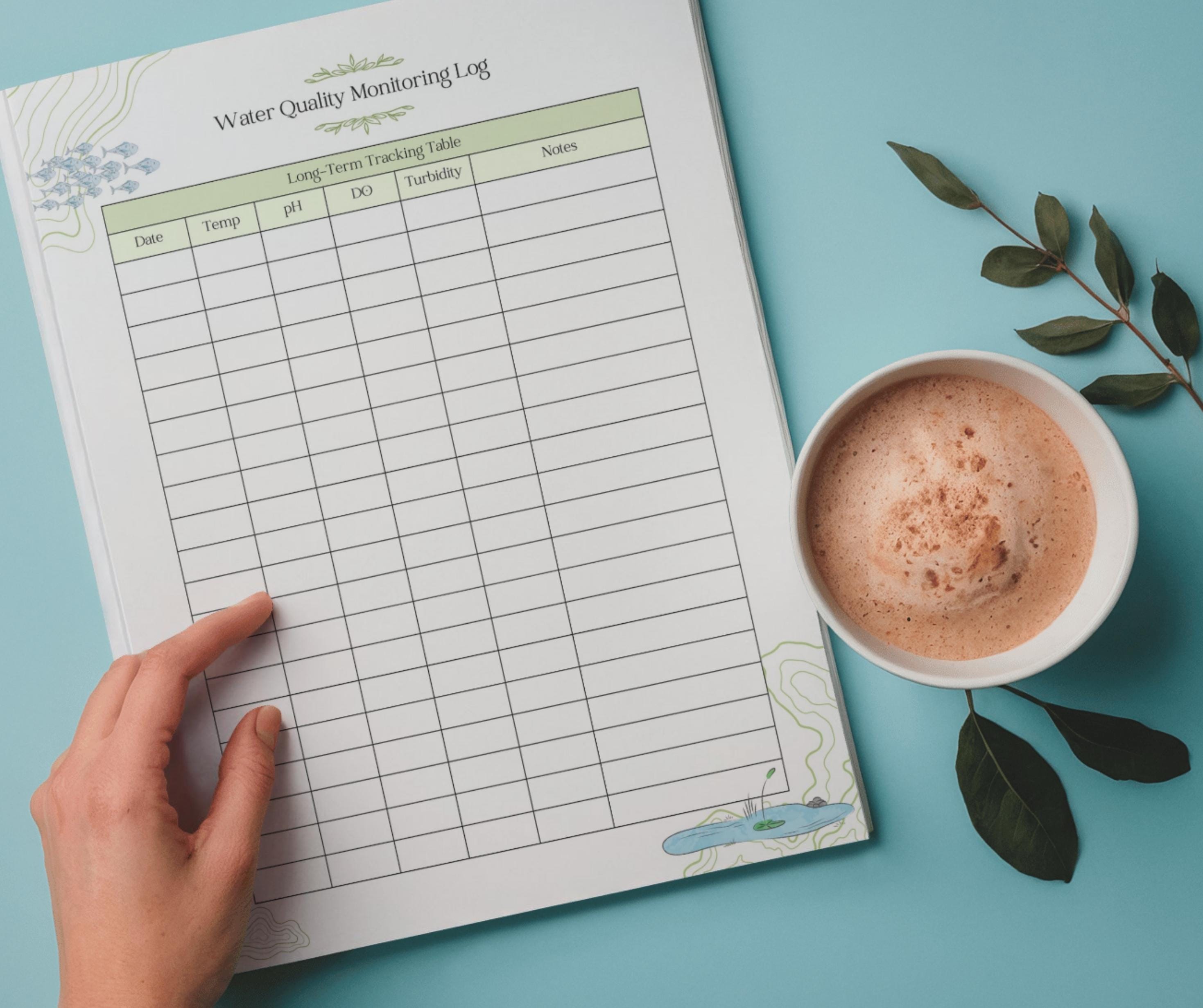 Water Quality Monitoring Log Printable PDF, Stream & Lake Testing ...
