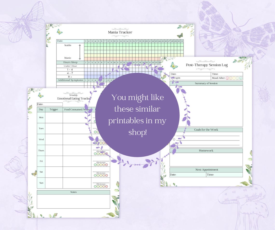 Depression Tracker Printable PDF | Symptom Journal | Mood Tracker ...