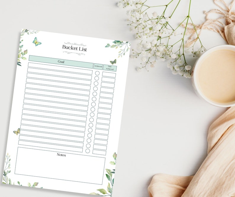Bucket List Printable PDF | Action Plan Bucket Checklist | Task Tracker ...