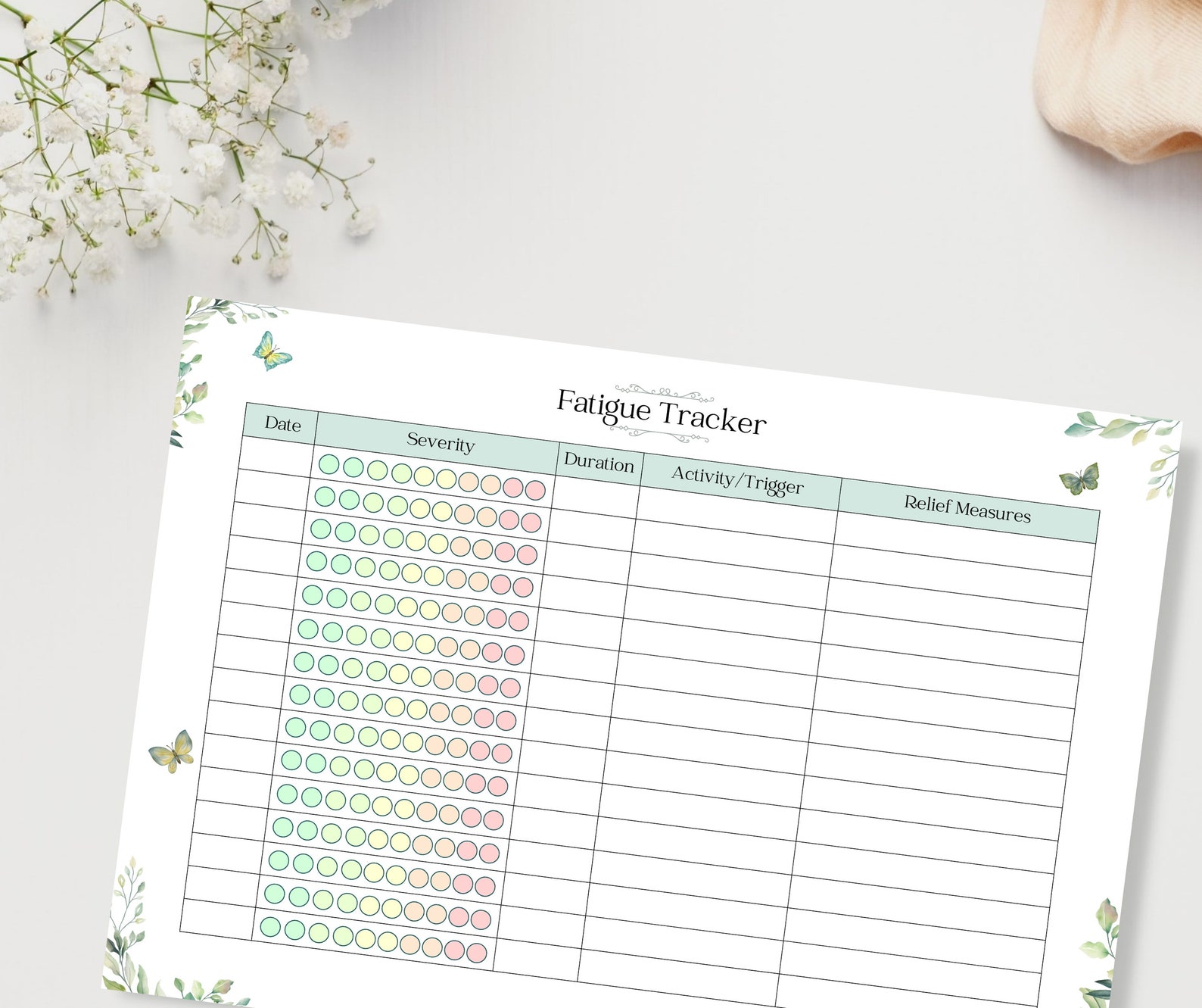 Fatigue Tracker Printable PDF | Energy Tracker | Chronic Fatigue Log ...