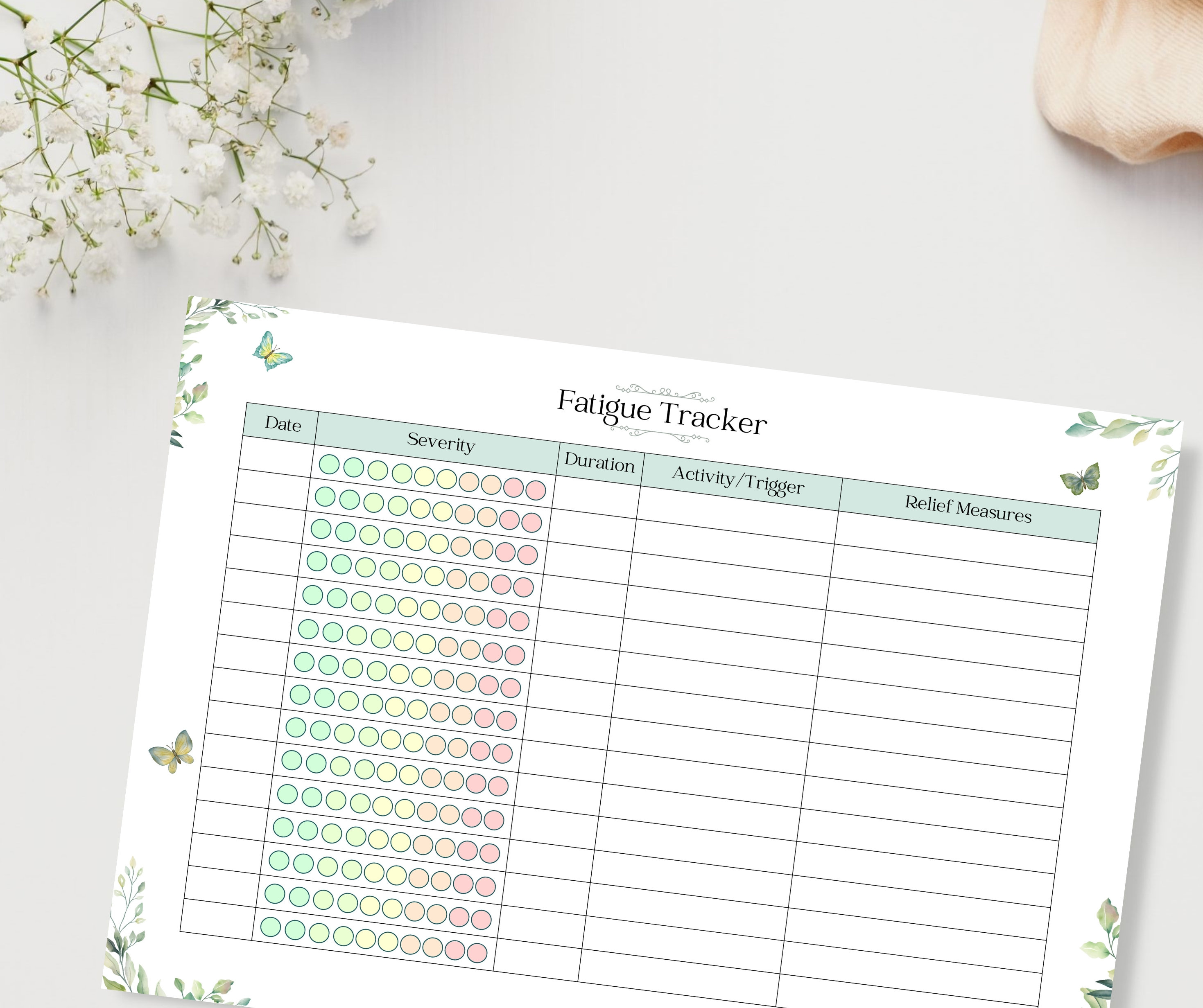 Fatigue Tracker Printable PDF | Energy Tracker | Chronic Fatigue Log ...