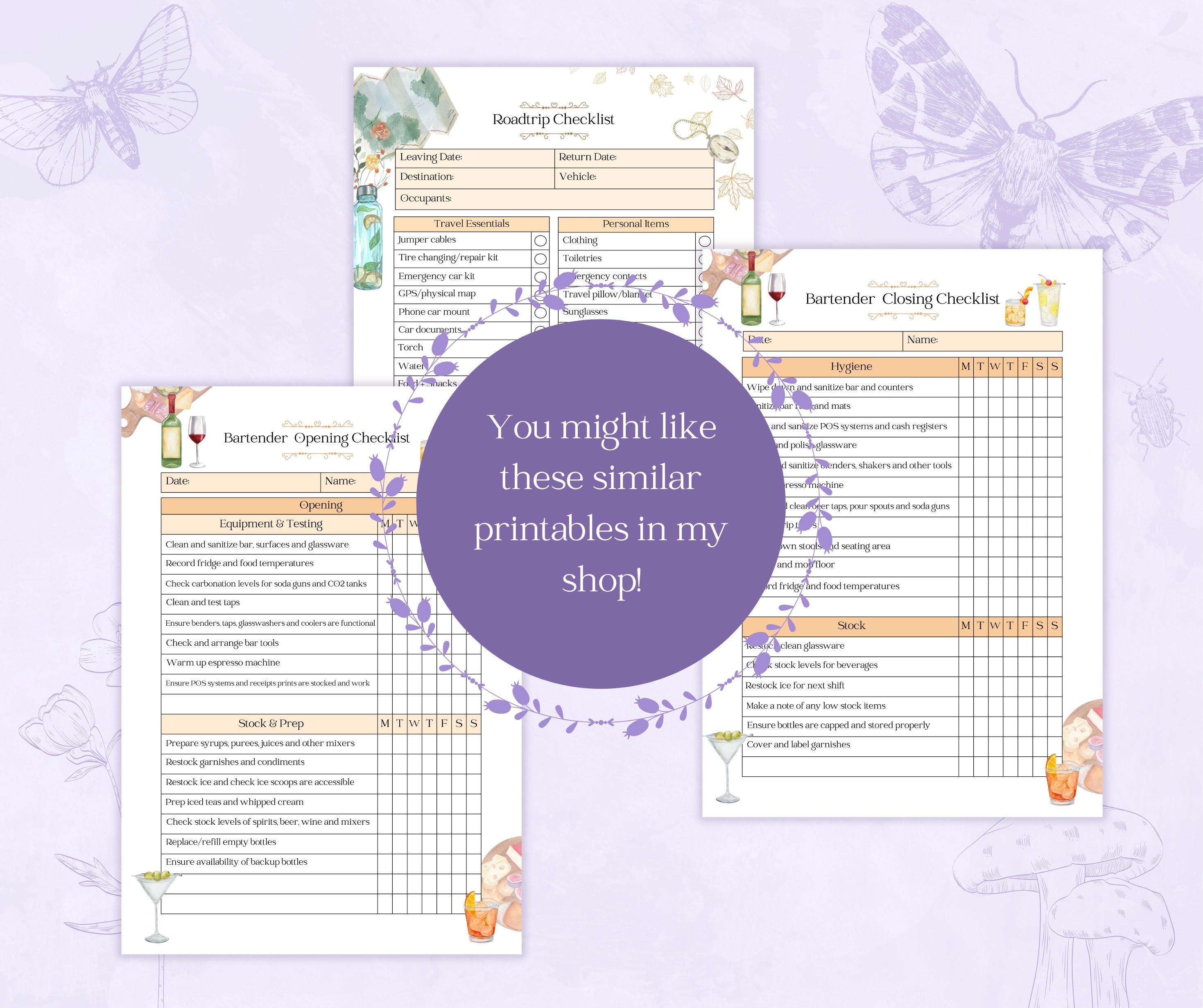 Chef Checklist Printable PDF | Restaurant Checklist | Restaurant ...