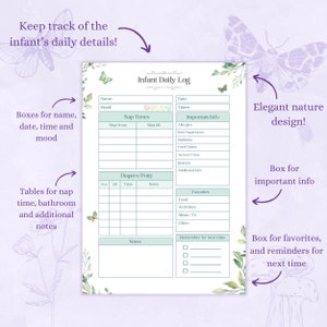 Infant Daily Log Printable PDF | Nanny Checklist | Caregiver Log ...