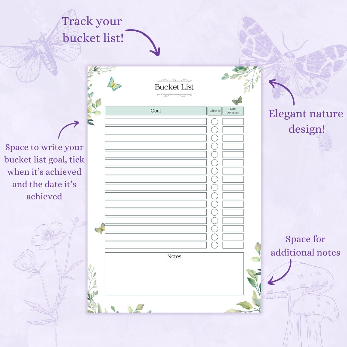Bucket List Printable PDF | Action Plan Bucket Checklist | Task Tracker ...