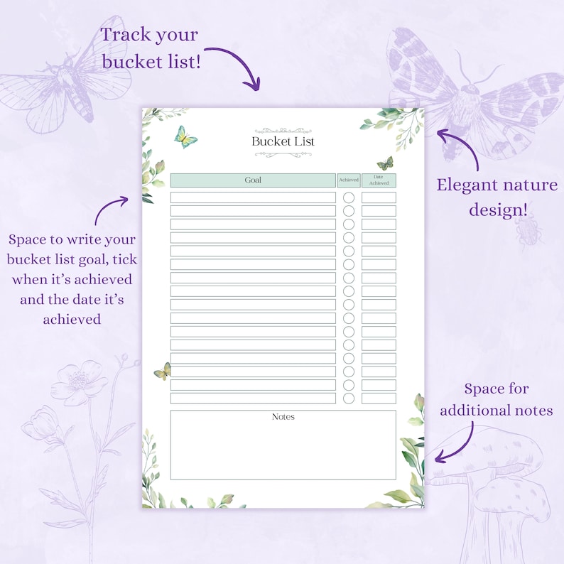 Bucket List Printable PDF Action Plan Bucket Checklist Task Tracker ...