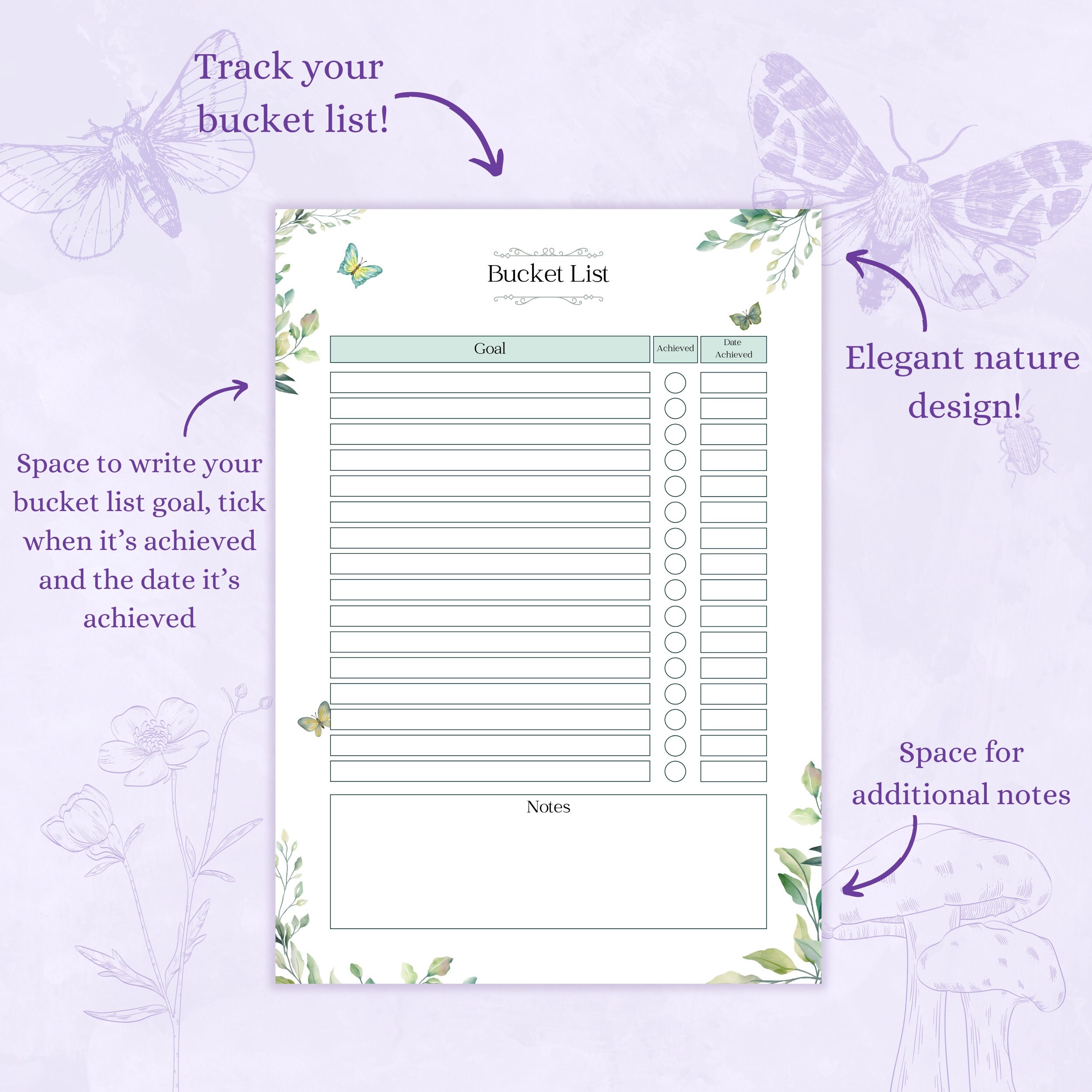 Bucket List Printable PDF | Action Plan Bucket Checklist | Task Tracker ...
