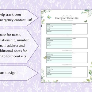 Emergency Contact List Template Printable PDF | Contact List Form PDF ...