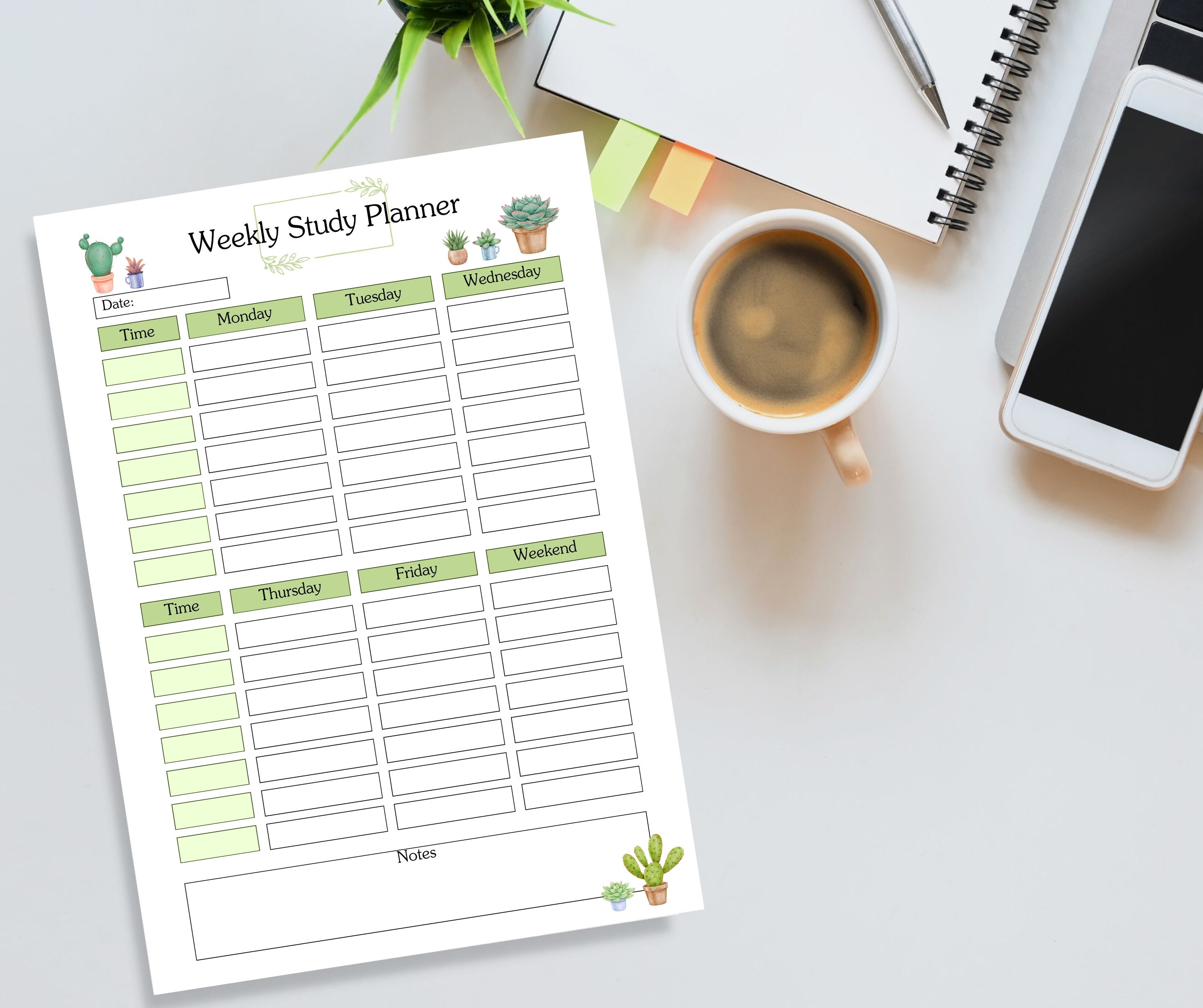Weekly Study Planner Printable PDF | Revision Timetable | Revision ...