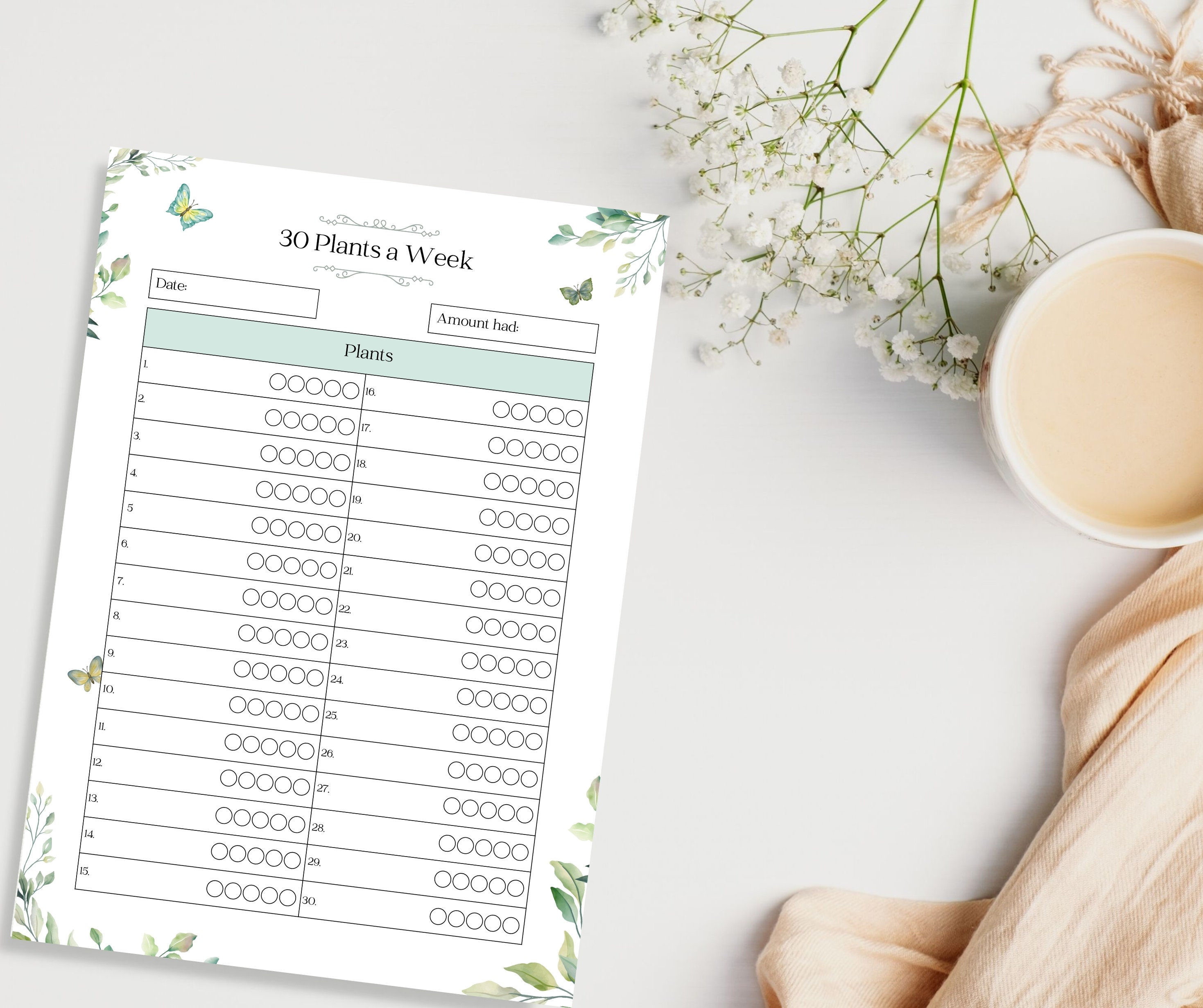 30 Plants a Week Printable PDF | 30 Plants a Week Checklist | Gut ...