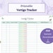 Vertigo Tracker Printable PDF | Symptom Tracker | Vertigo Log | Chronic ...