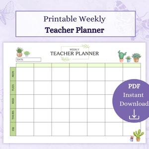 Teacher Planner Printable PDF | Homeschool Planner Teacher Timetable ...