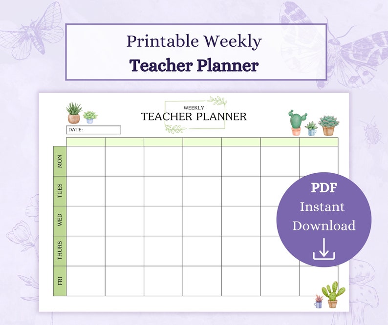 Teacher Planner Printable PDF | Homeschool Planner Teacher Timetable ...