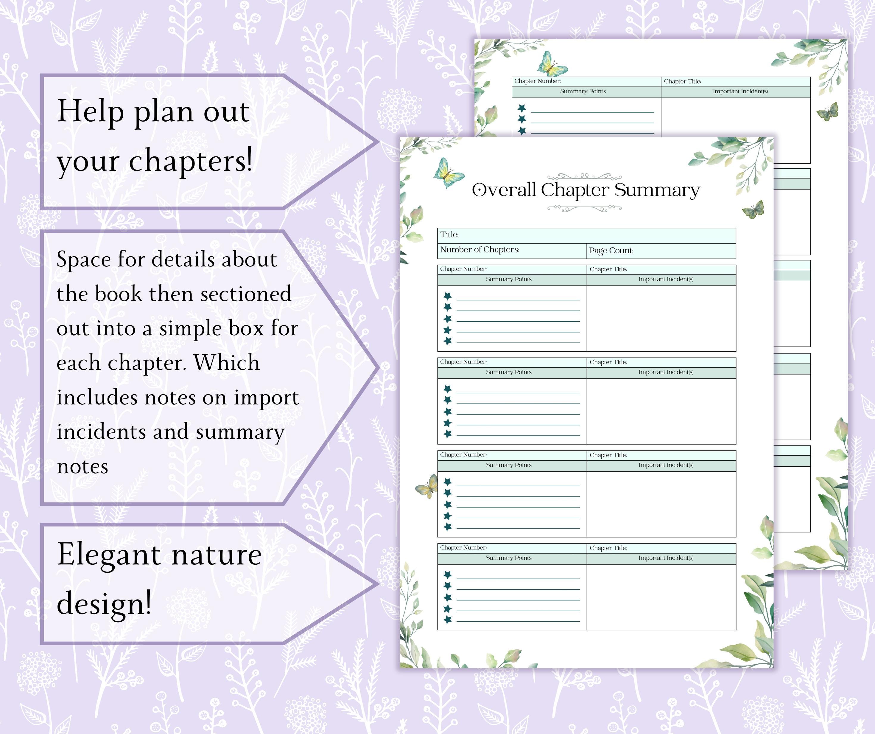 Chapter Planning Bundle Printable PDF | Chapter Summary | Chapter ...