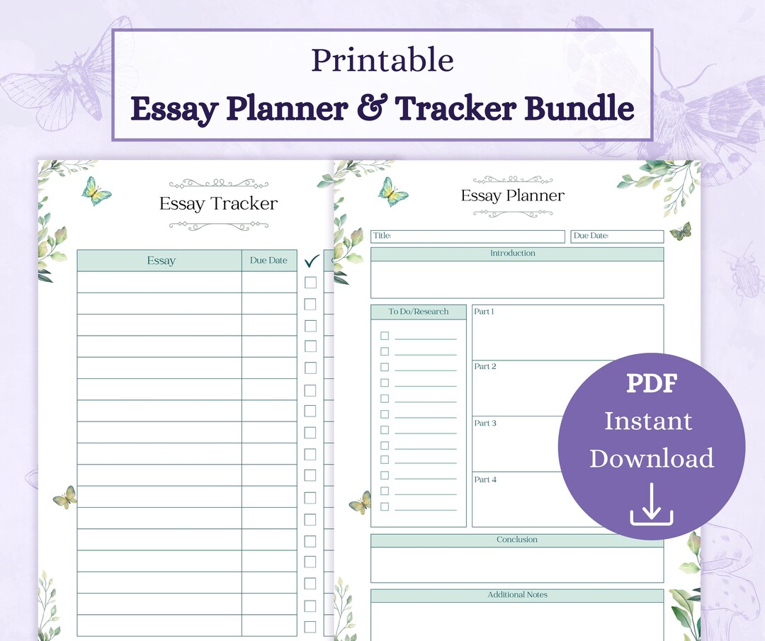Essay Planner and Essay Tracker Bundle Printable PDF | Homework Log ...