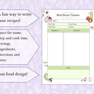 Blank Recipe Template Printable PDF | 1 Recipe per Page | Recipe ...