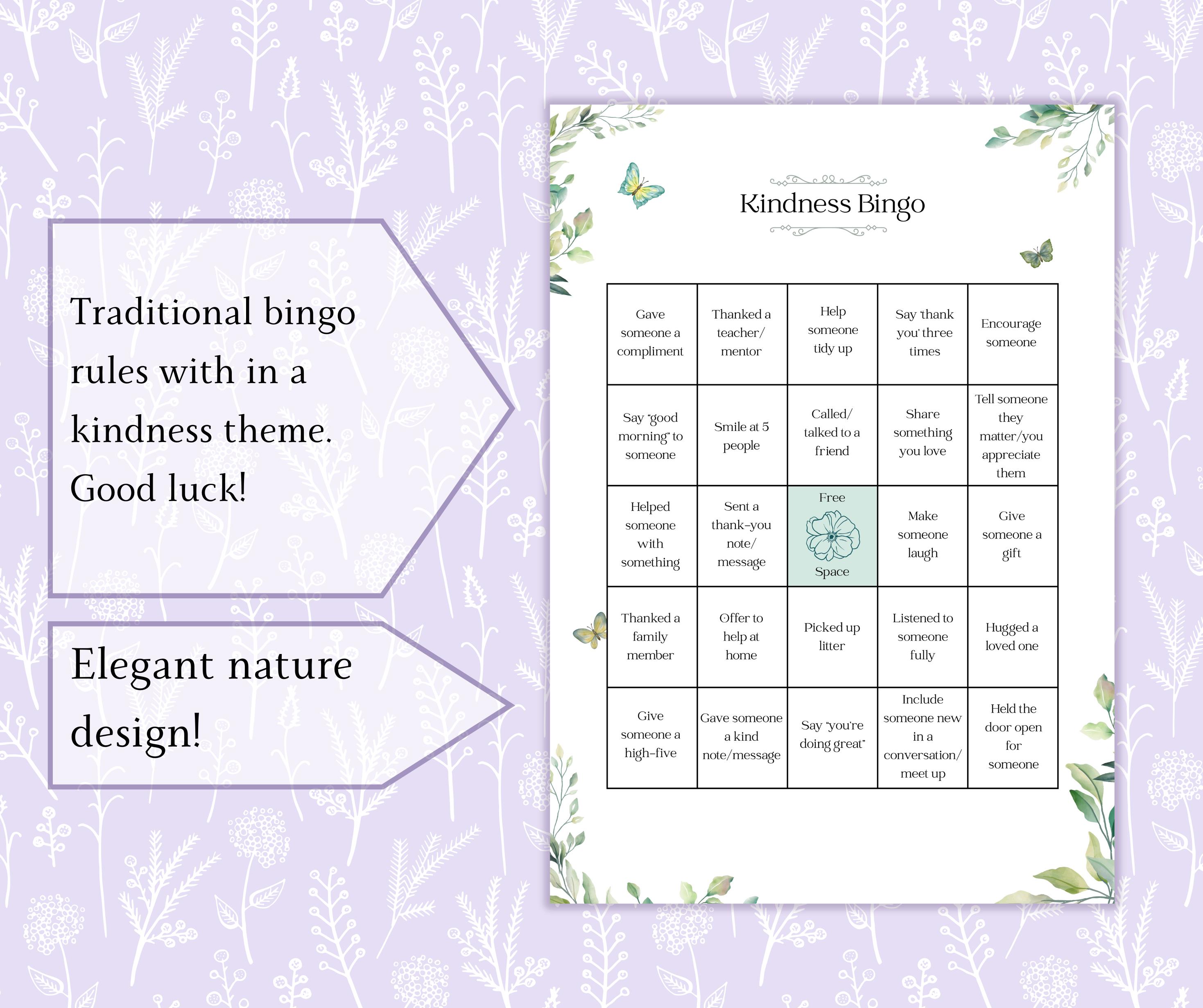 Kindness Bingo Game Printable PDF | Kindness Challenge | Kindness ...