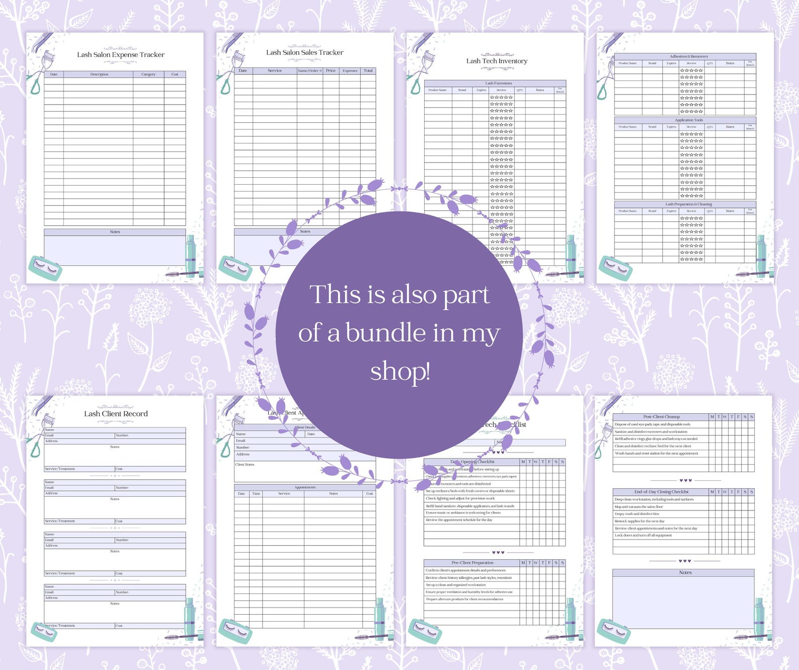 Lash Tech Checklist Printable PDF | Salon Checklist | Lash Technician ...