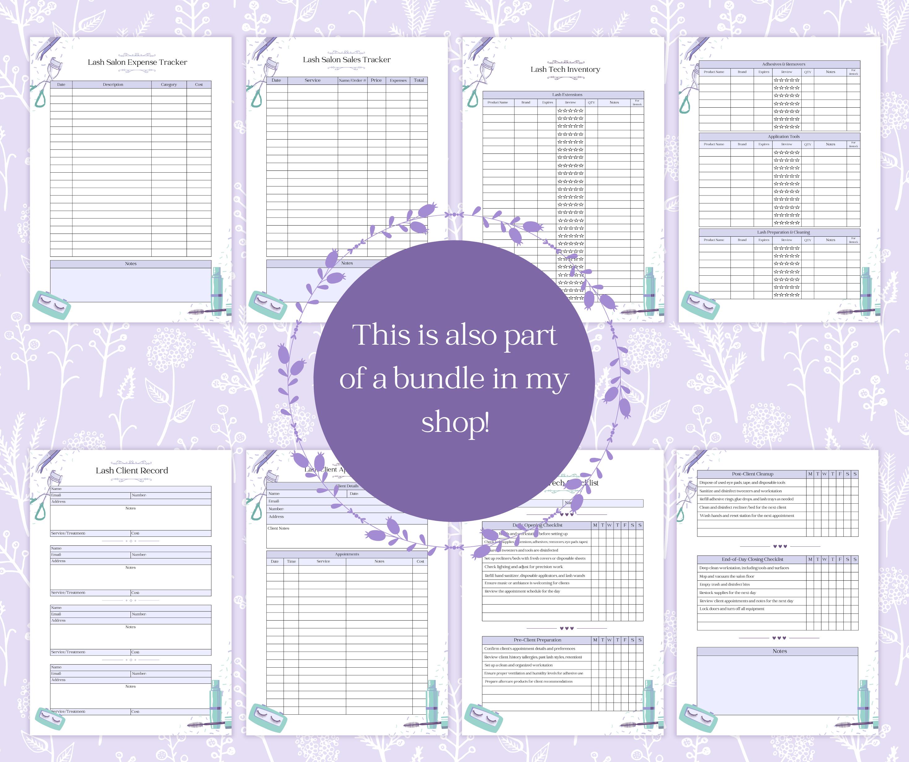 Lash Tech Checklist Printable PDF | Salon Checklist | Lash Technician ...