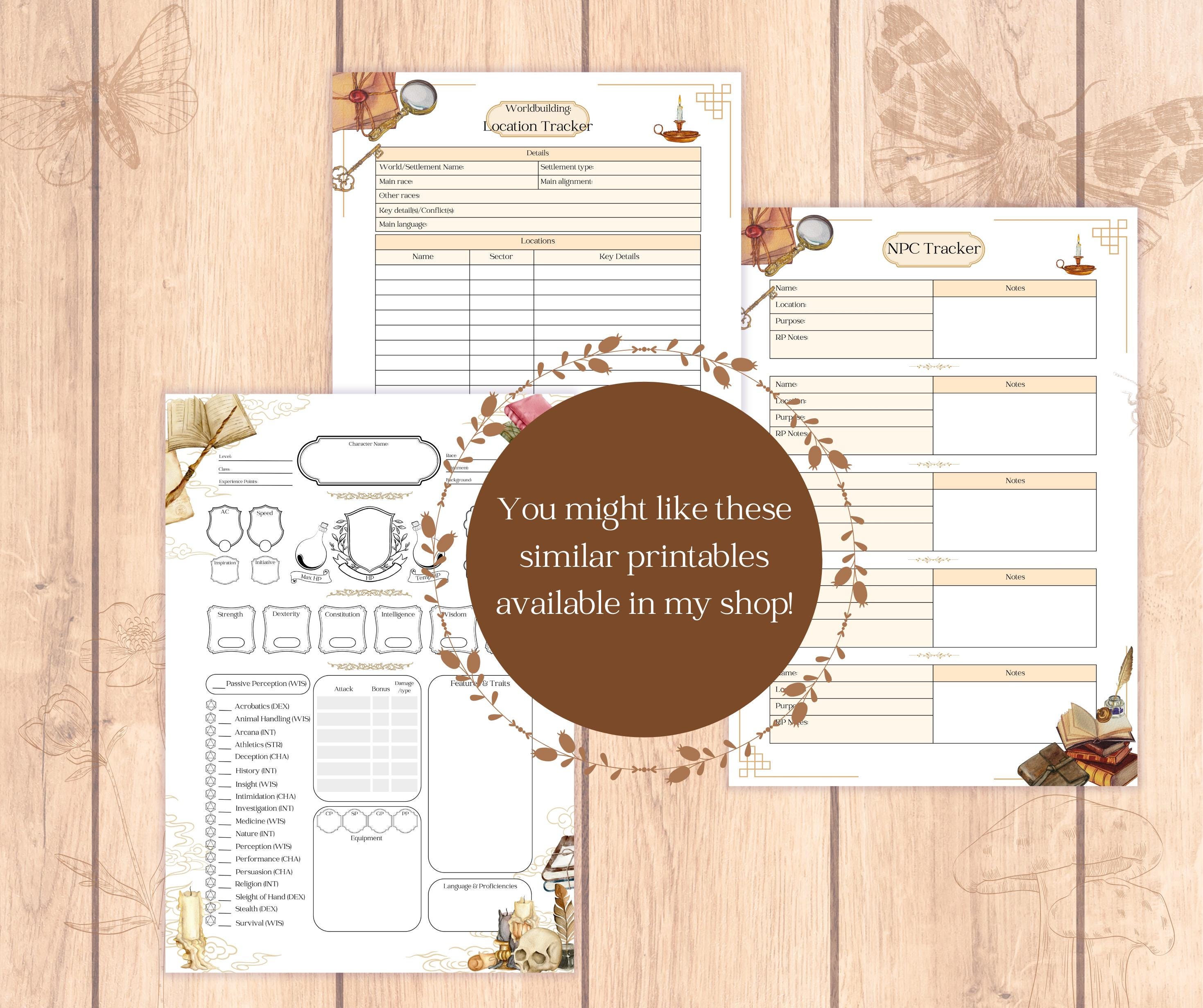 Dnd Inventory Sheets Printable PDF | Dnd Handouts | Dnd Session Notes ...