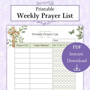 Weekly Prayer List Printable PDF | Weekly Prayer Journal | Prayer ...