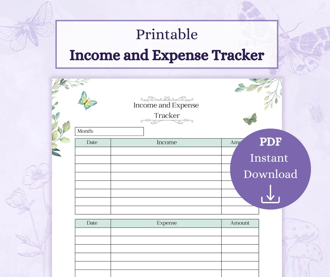 Income and Expense Tracker Printable PDF | Income Tracker | Spending ...
