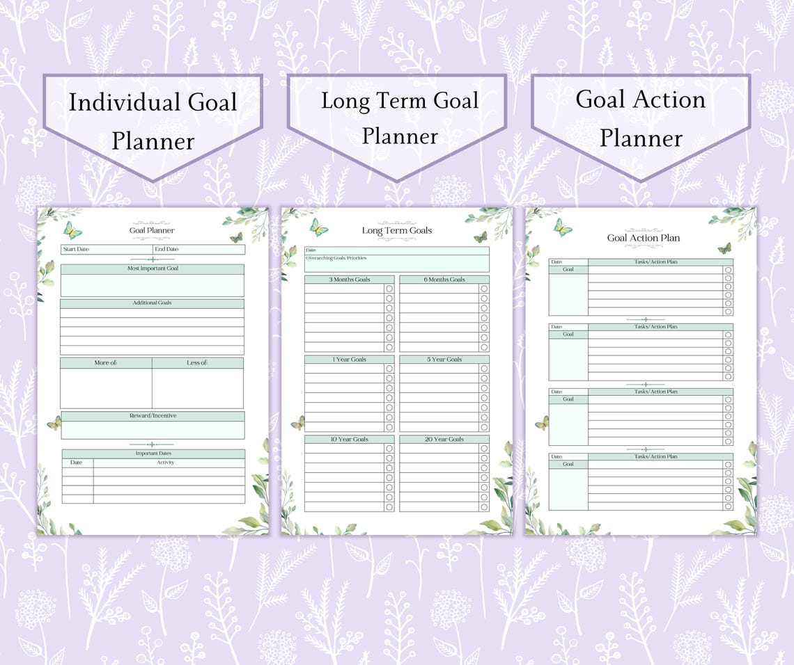 My Goals Bundle Printable PDF | Long Term Goals | Goal Action Plan ...