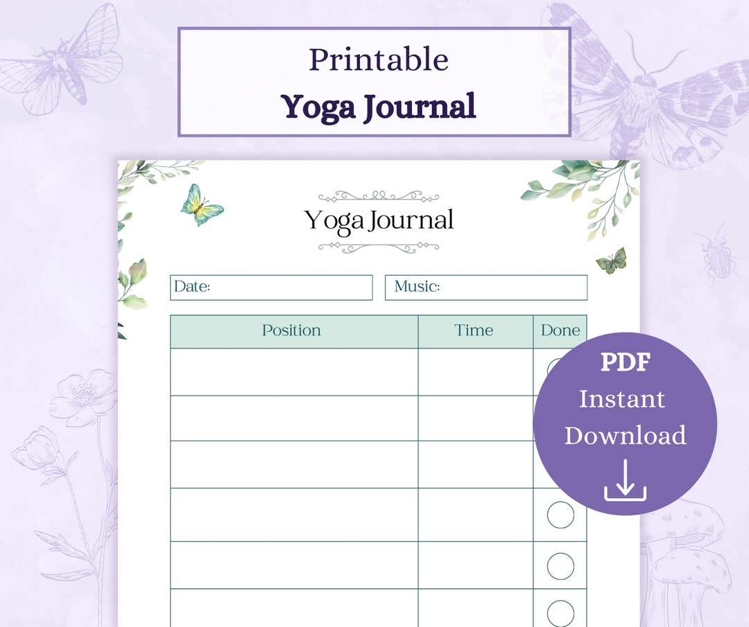 Yoga Journal Printable PDF | Yoga Tracker | Workout Planner | Fitness ...