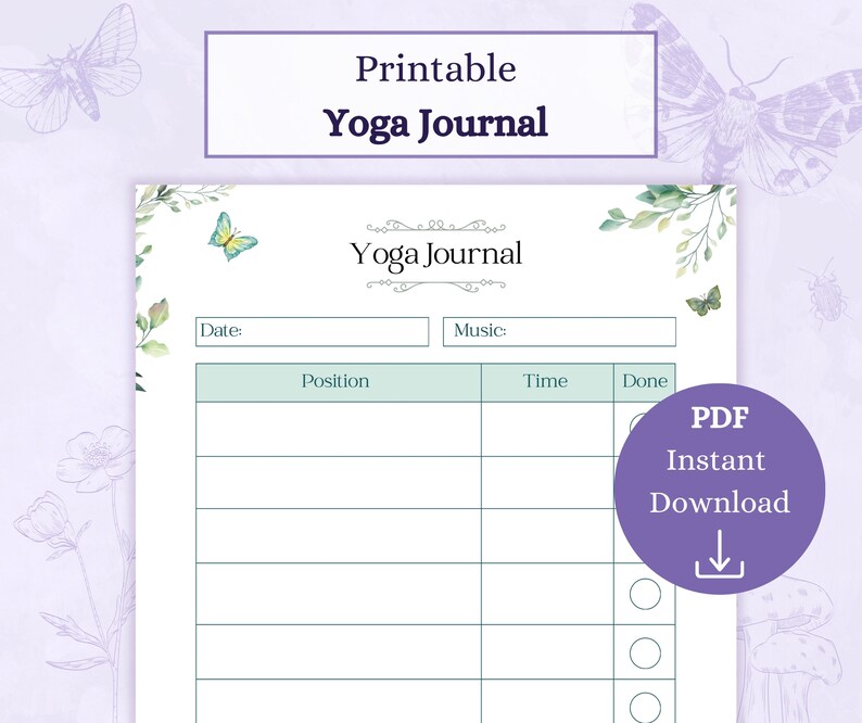 Yoga Journal Printable PDF | Yoga Tracker | Workout Planner | Fitness ...
