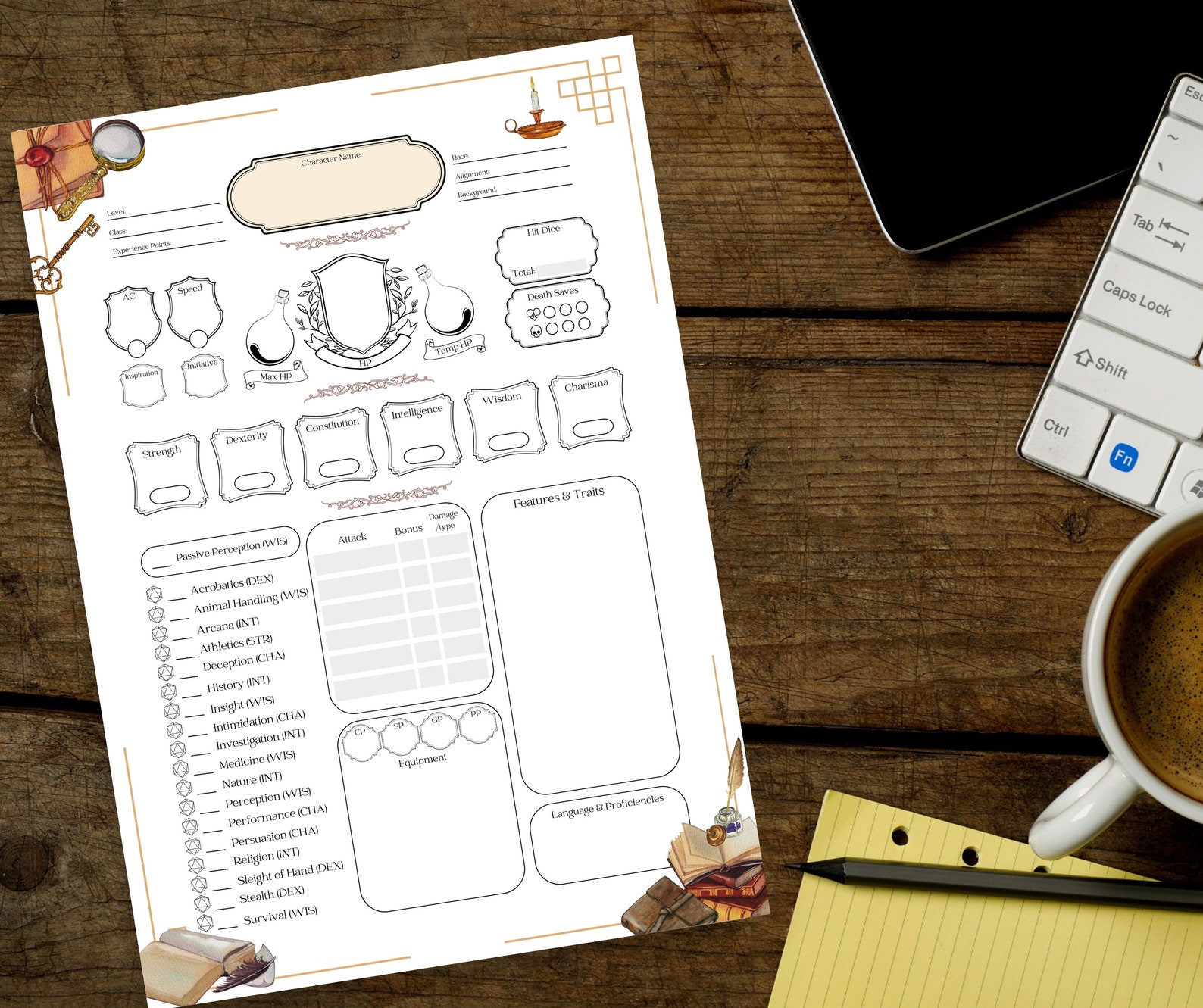 Dnd Character Sheet Printable PDF | Simple Dnd Character Sheet ...