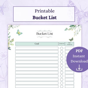 Bucket List Printable PDF | Action Plan Bucket Checklist | Task Tracker ...