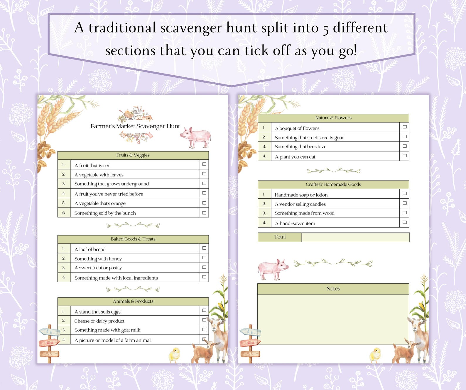 Farmers Market Scavenger Hunt Printable PDF | Farm Market Activity ...