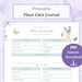 Plant Care Journal Printable PDF | House Plant Care Instructions | Pot ...
